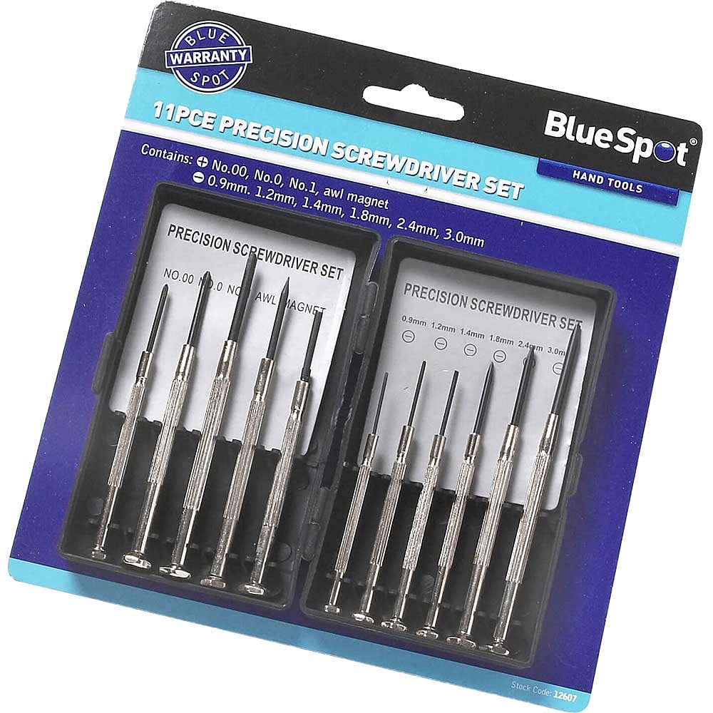 Blue Spot 11 Piece Precision Slotted and Phillips Screwdriver Set Screwdrivers